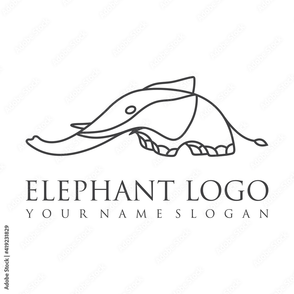 Elephant outline logo, simple vector illustration of the elephant ...