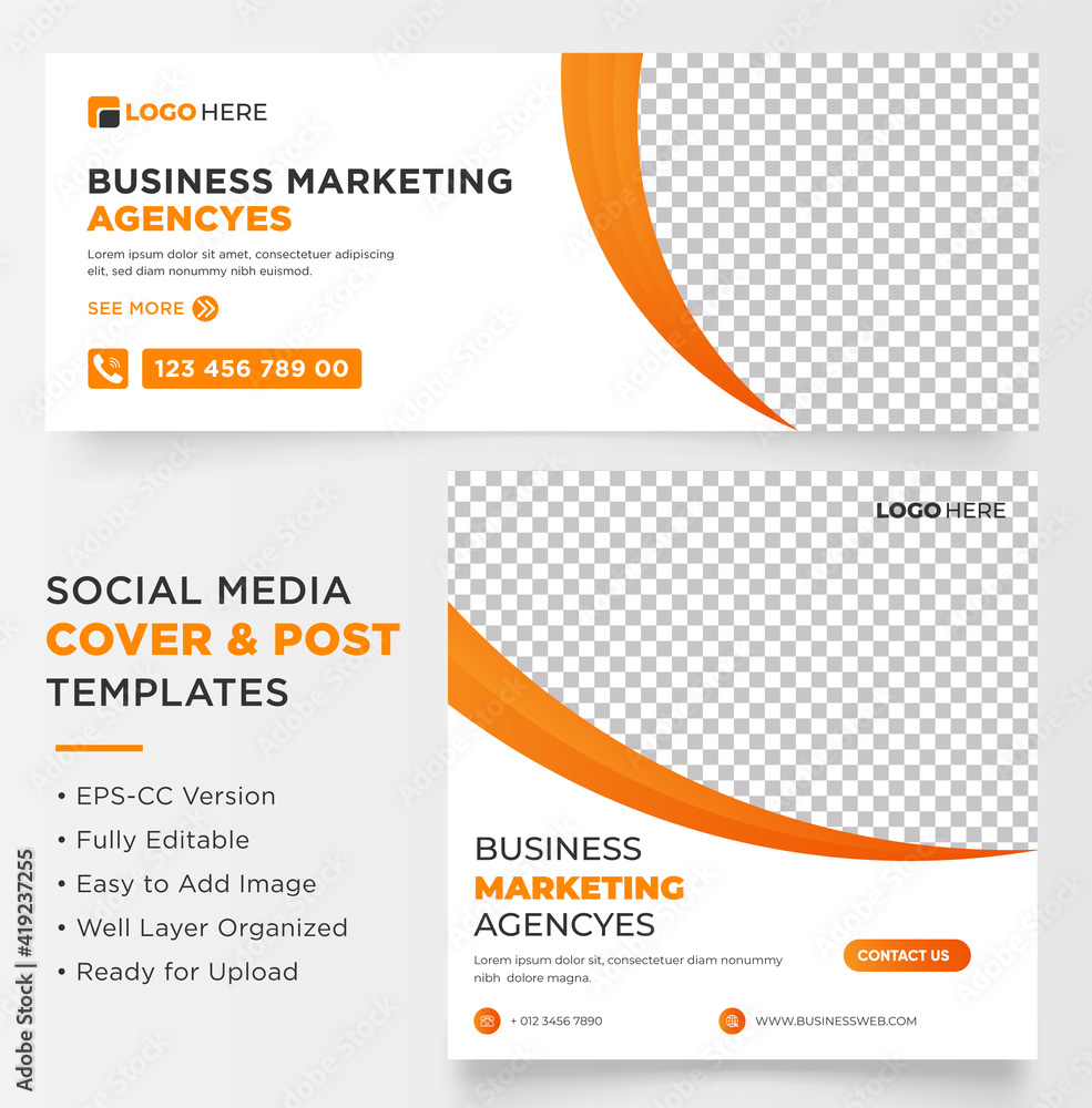 facebook cover and ads design fully editable vector templates Stock ...