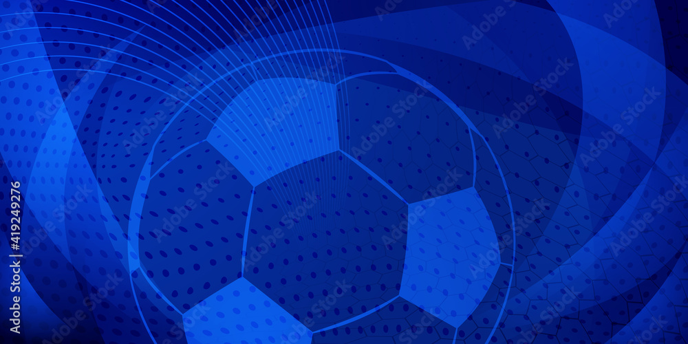 Football or soccer background with big ball in blue colors Stock Vector ...