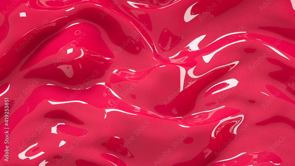 organic dark cherry pink liquid bright color plastic 3d render abstract ...