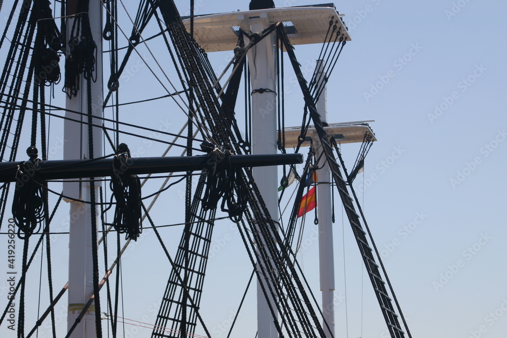 Old Ironsides, USS Constitution, Rigging in Boston Harbor on the ...