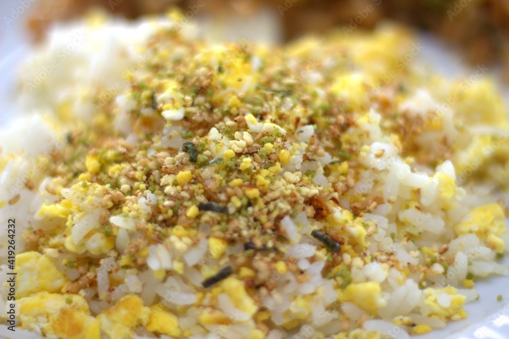 cooked rice with furikake, spiced food, spiced rice, spiced meal, rice ...