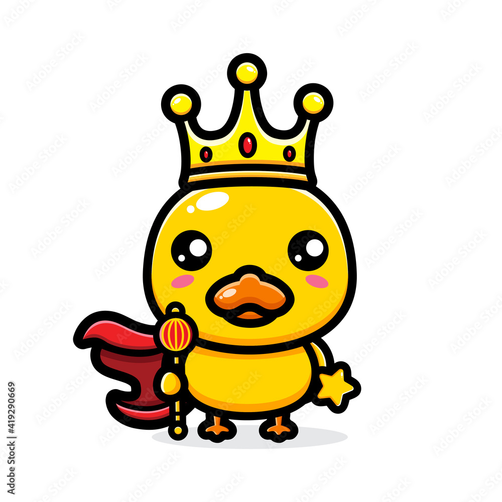 cute duck animal cartoon character design to be the king of the duck ...