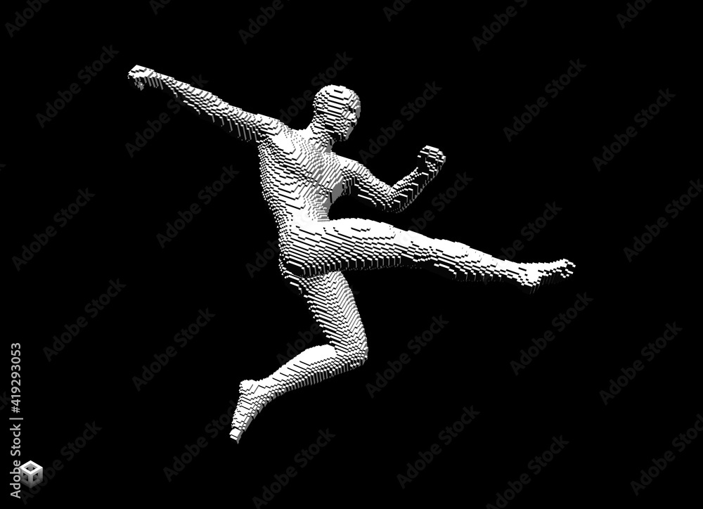 Football player constructing from cubes. Human body model. Design for ...
