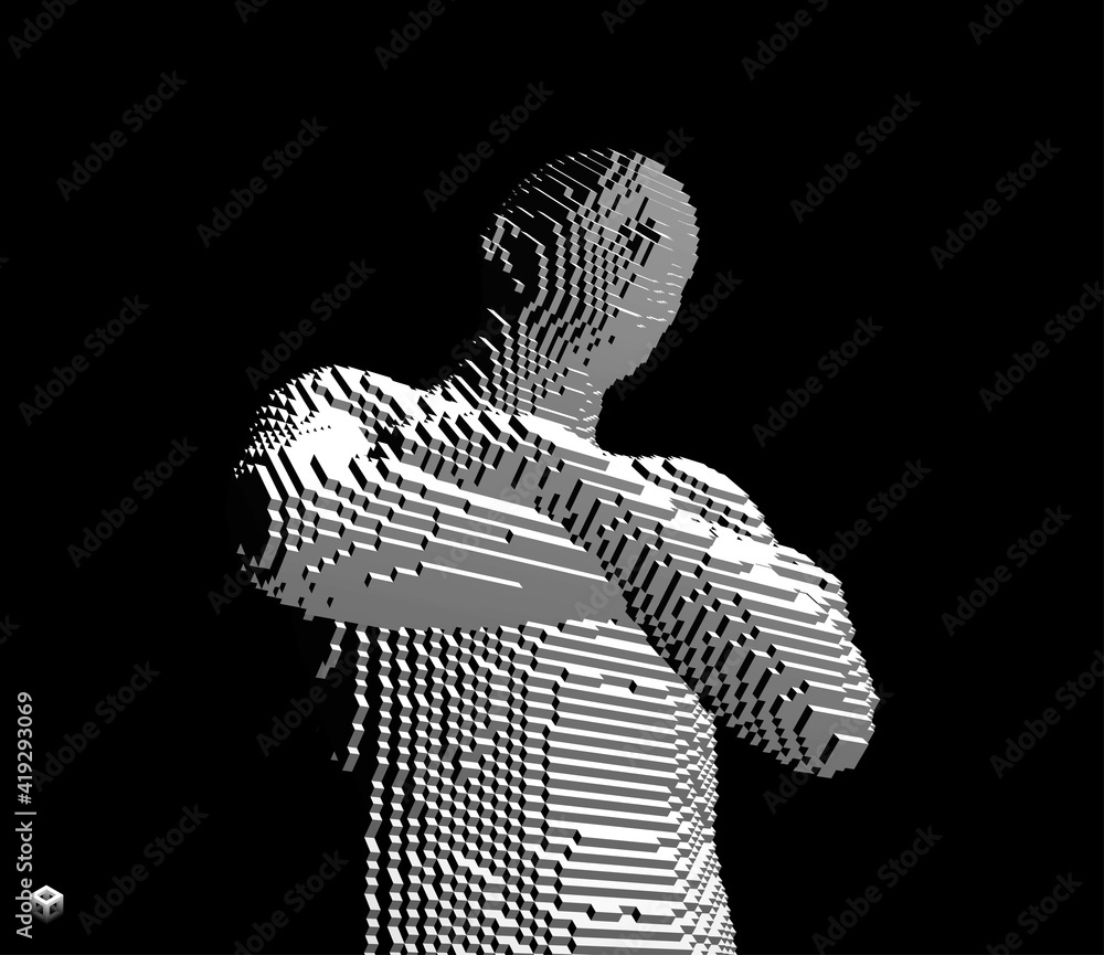Man crossing his arms over his chest. 3D human body model. Artificial ...