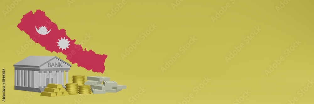 Bank with gold coins in Nepal for social media tv and website ...