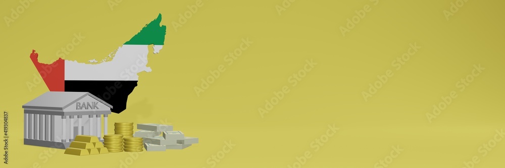 Bank with gold coins in united Arab Emirates for social media tv and ...