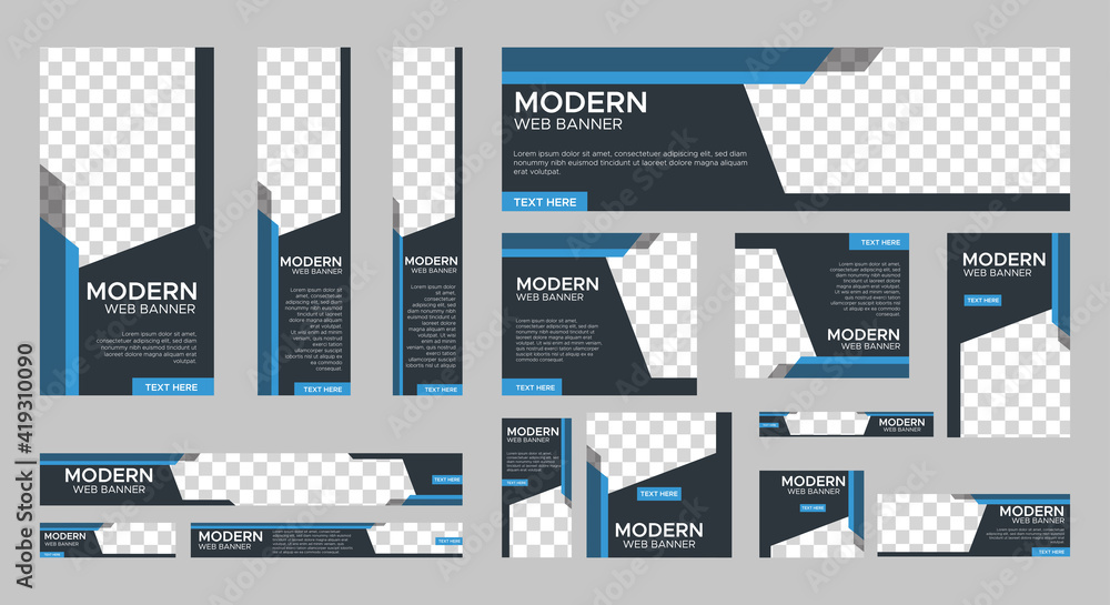set of modern web banners of standard size with a place for photos ...