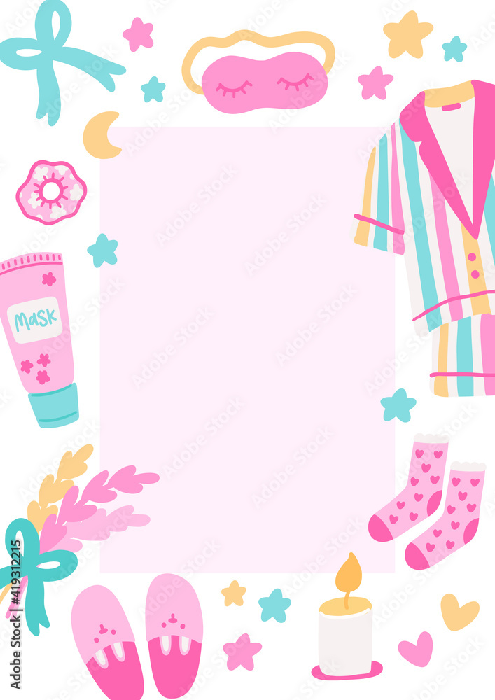 Pajama Party Invitation Template Poster For Birthday Party Editable