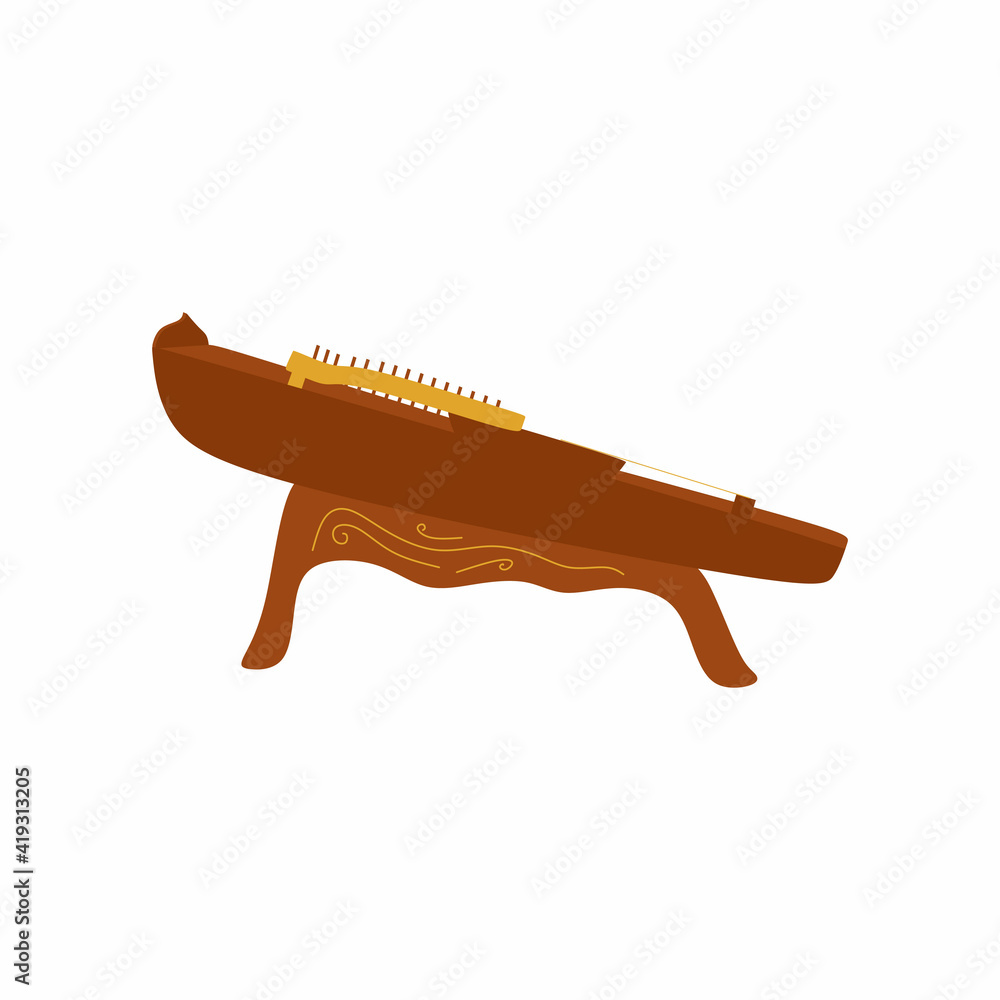 Indonesian traditional music instrument called Siter. It is plucked ...