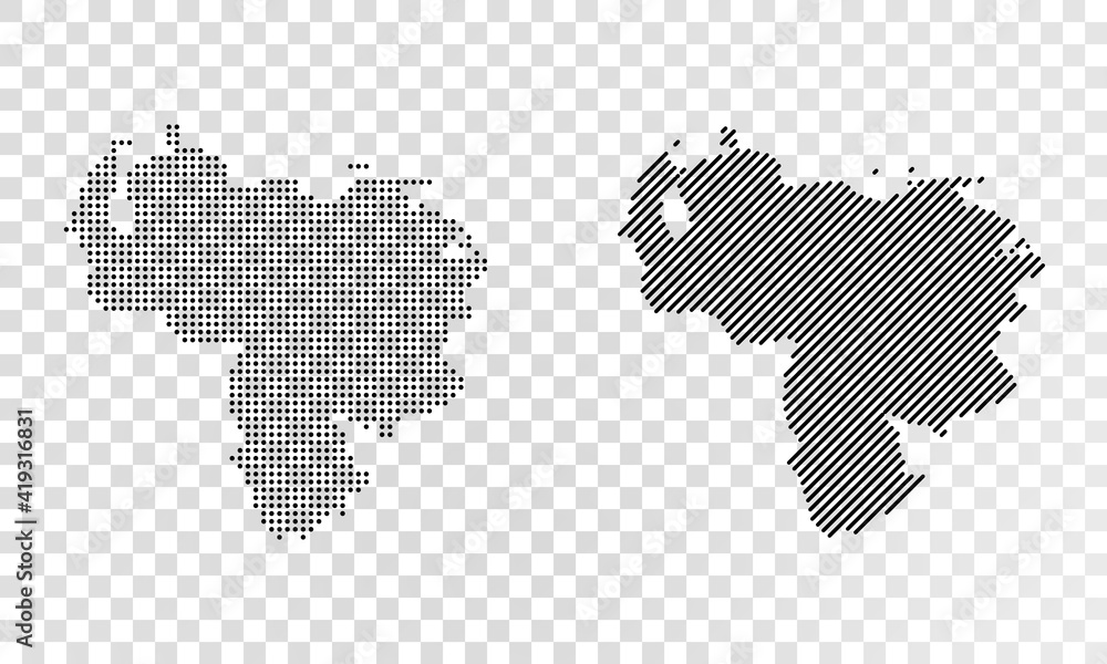 Set of abstract maps of Venezuela. Dot and line map of Venezuela ...