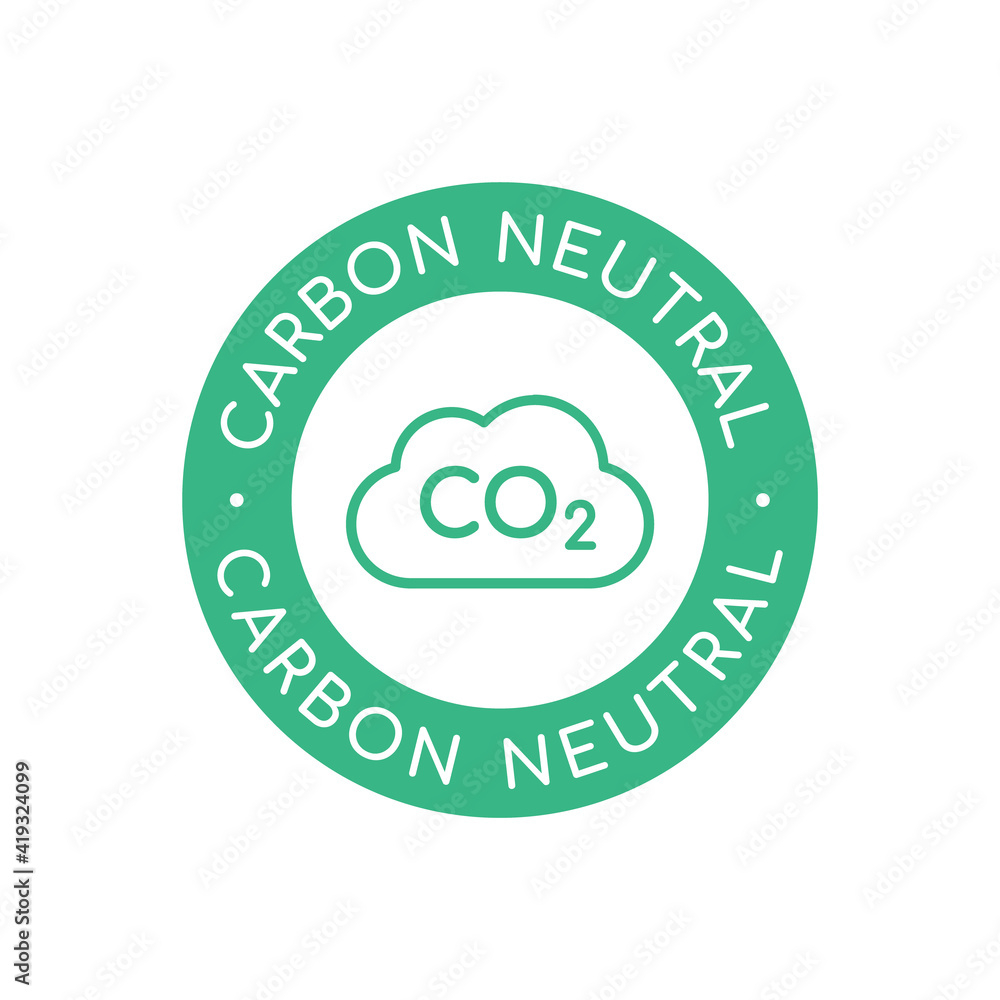 Vetor do Stock: Carbon neutral label with cloud inside circle. Green ...
