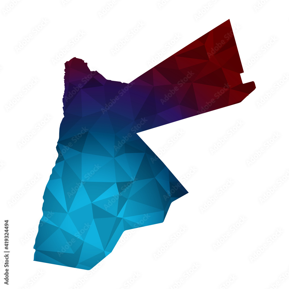 Map of Jordan from Polygonal wire frame low poly mesh,Jordan map Vector Illustration EPS10 ...