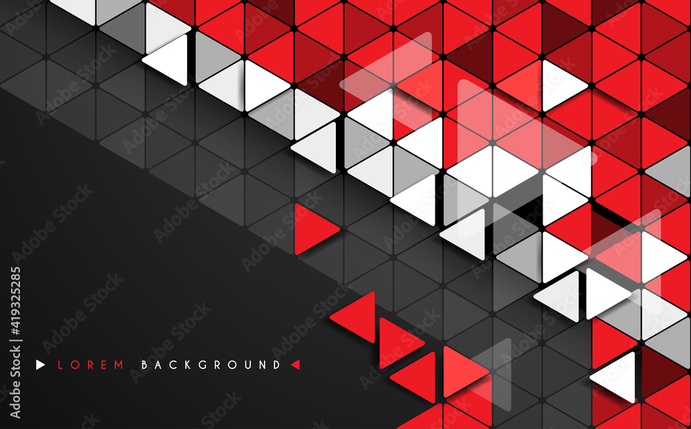 Abstract triangle red white and black background Stock Vector | Adobe Stock