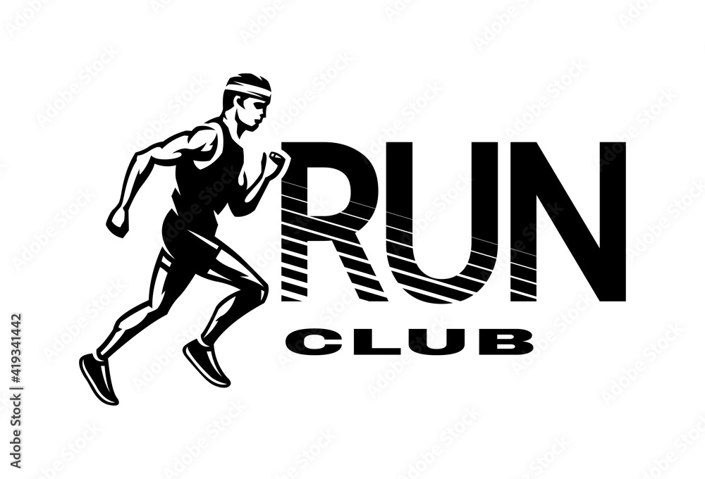 Run club. The running Man, logo, emblem. Vector illustration. Stock ...