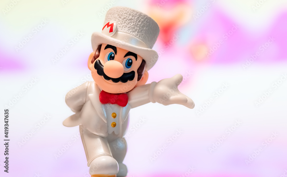 MOSCOW, RUSSIA - August 22, 2020: Super Mario Bros figure character ...