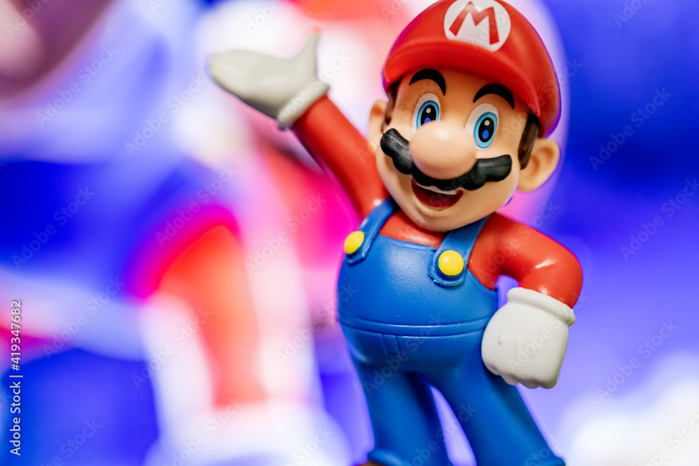 MOSCOW, RUSSIA - August 22, 2020: Super Mario Bros figure character ...