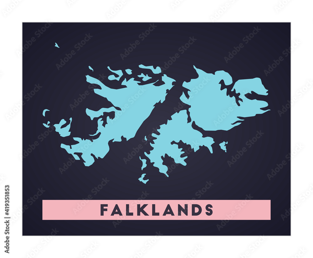 Falklands map. Country poster with regions. Shape of Falklands with ...