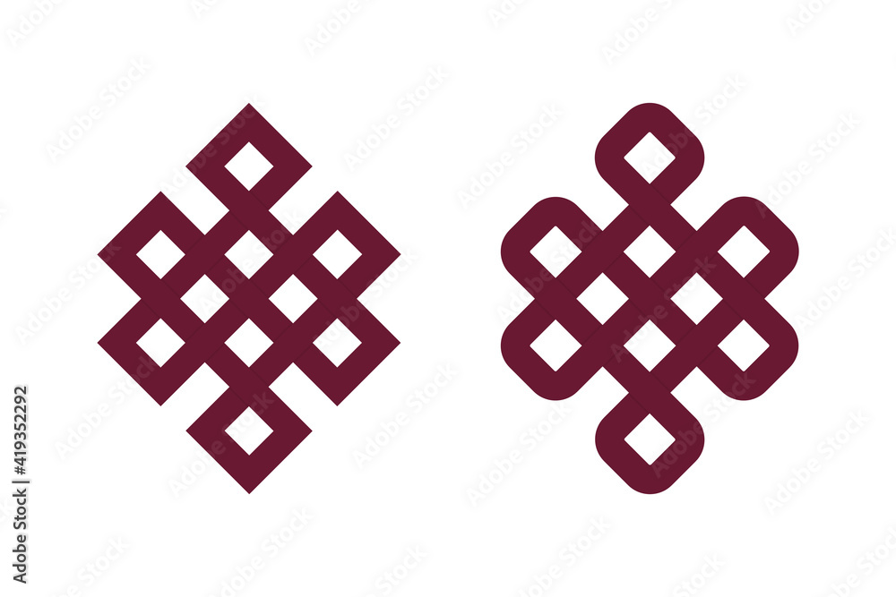 Tibetan endless knot - Shrivatsa. Tibet Buddhism sacral symbol isolated ...