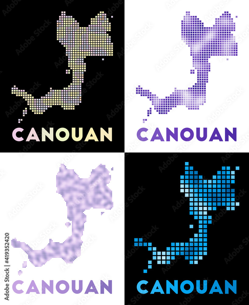 Canouan map. Collection of map of Canouan in dotted style. Borders of ...