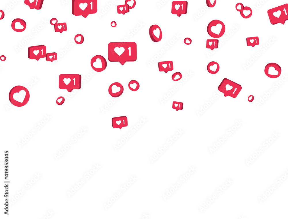 Social media elements on white background. Counter notification border ...