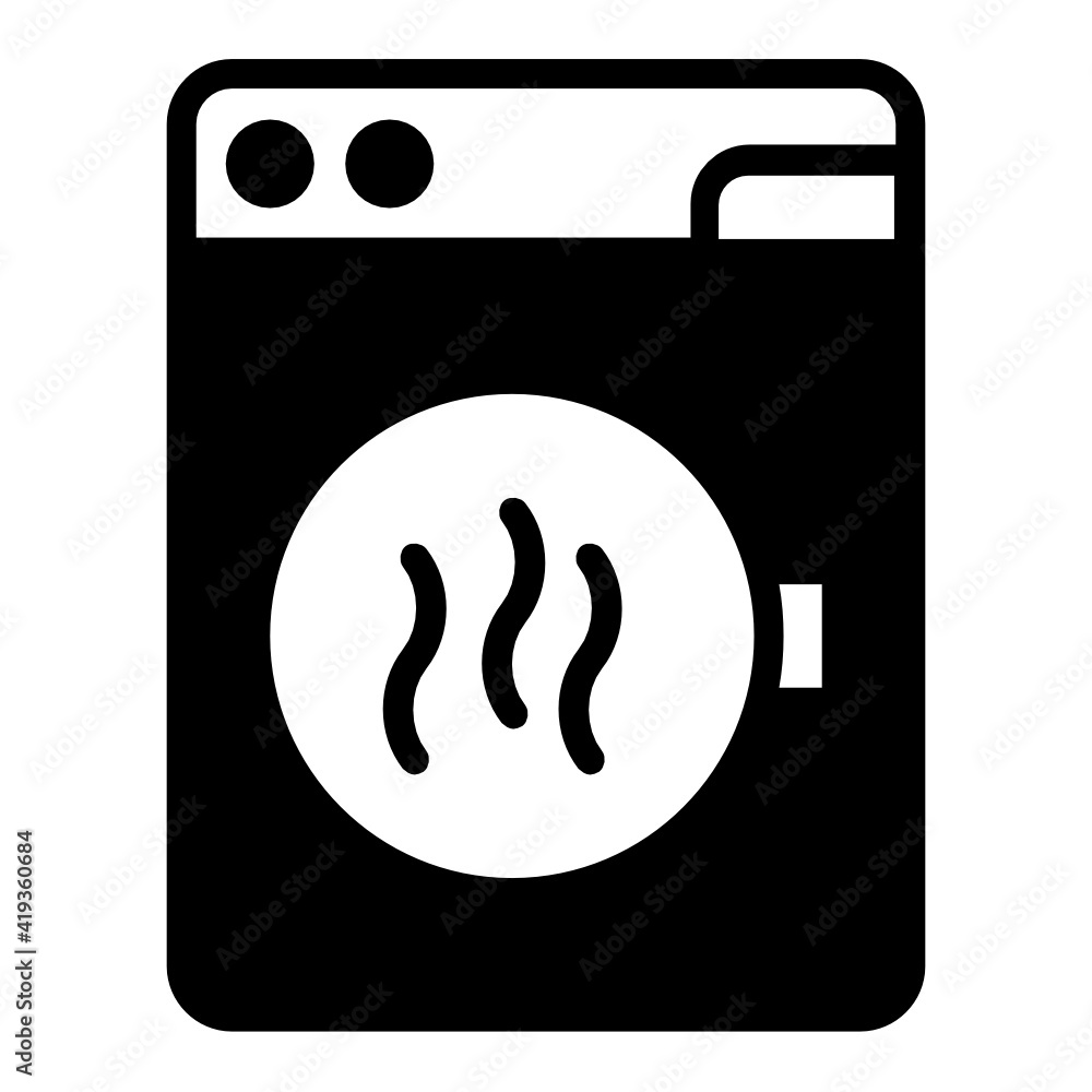 Front Load Steam Washer Machine Concept Vector Glyph Icon Design ...