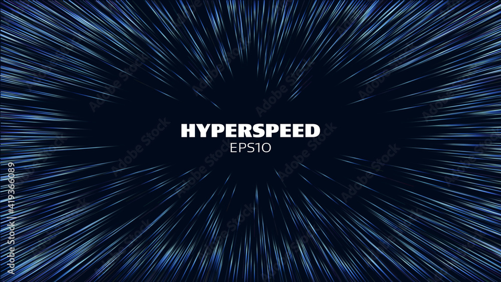 Hyperspeed vector background. Hyper speed hyperspace star travel. Warp ...