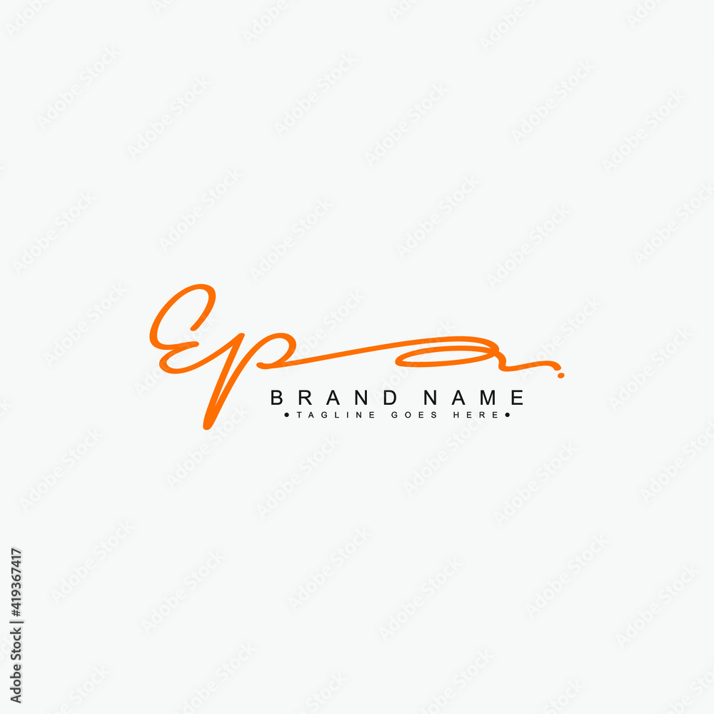 Initial Letter EP Logo - Handwritten Signature Style Logo Stock Vector ...