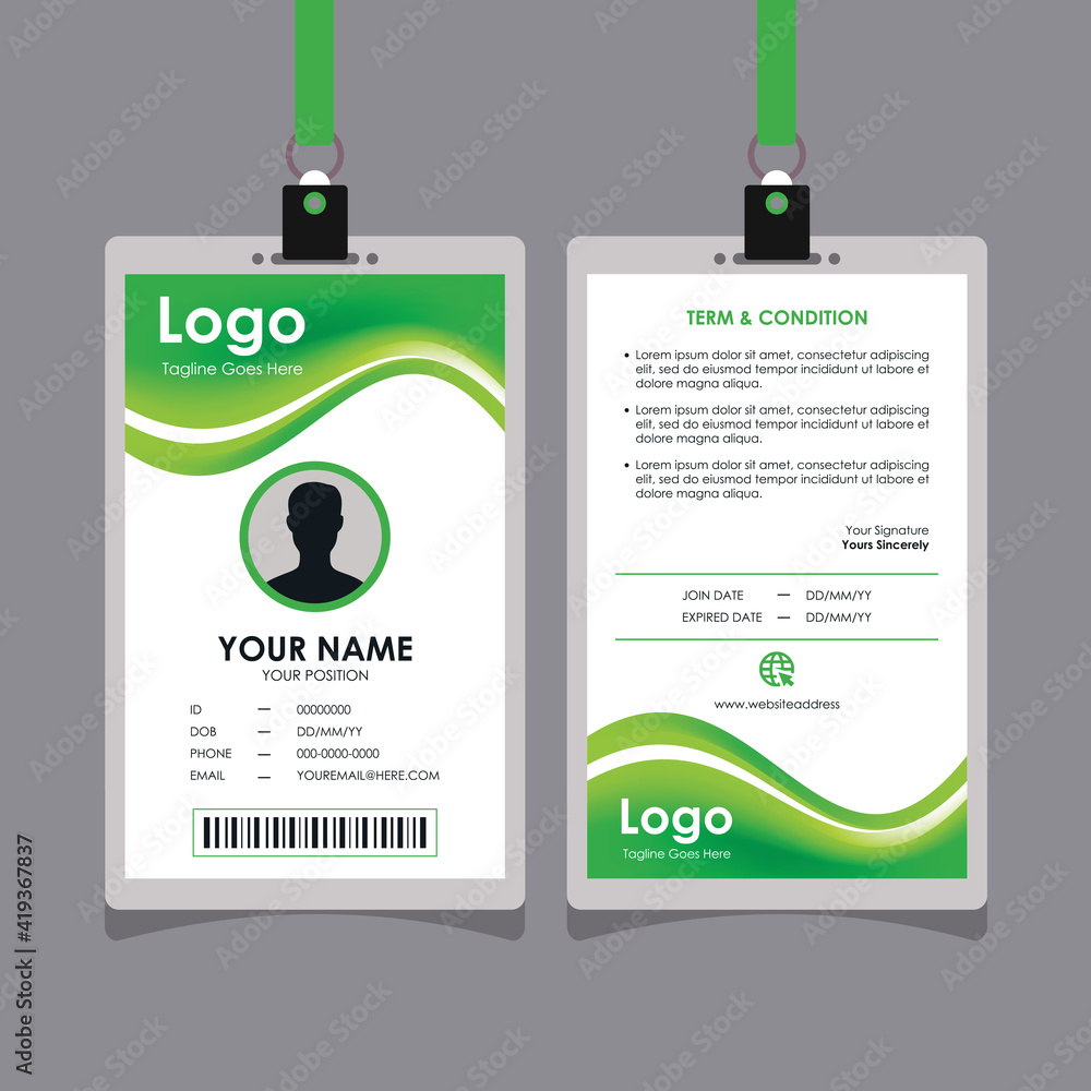 Green Smooth Wavy Id Card Design with Blurry Mesh Background Element ... Green Smooth Wavy Id Card Design with Blurry Mesh Background Element ...