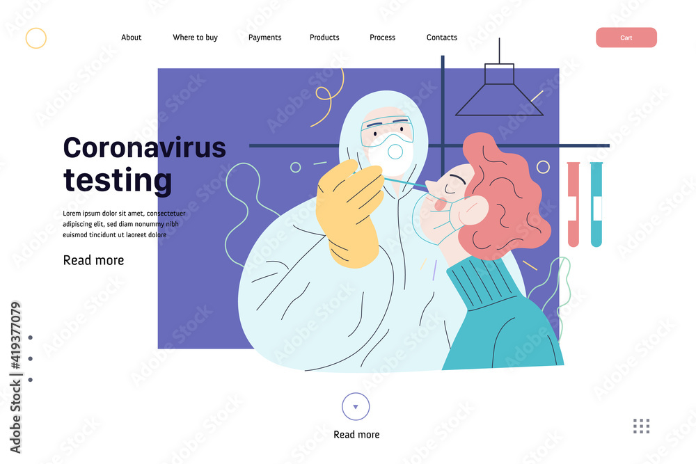 Medical tests web template - testing for COVID-19 - modern flat vector ...