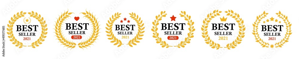 Best seller 2021 label collection. Best product label with laurel ...