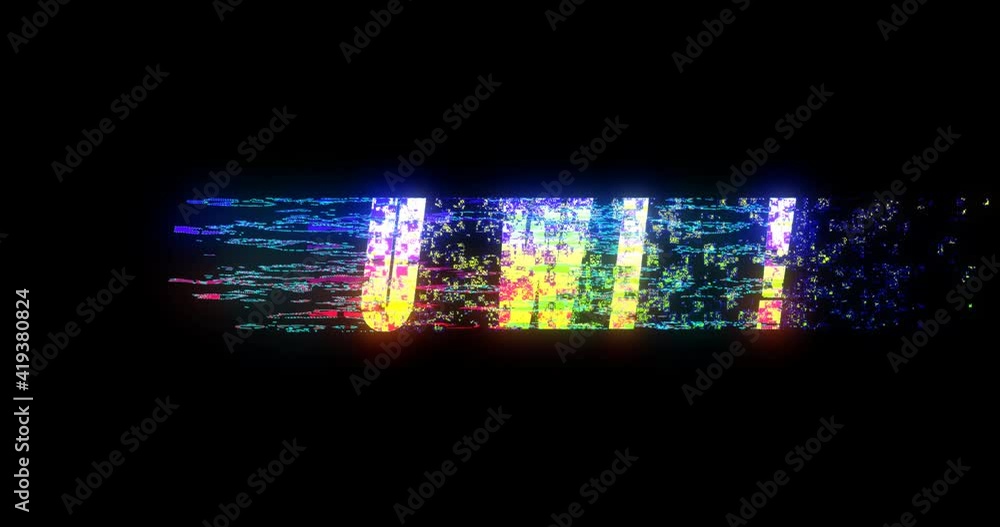 YOU WIN! text with Glitch effect. Animation vintage video game screen ...