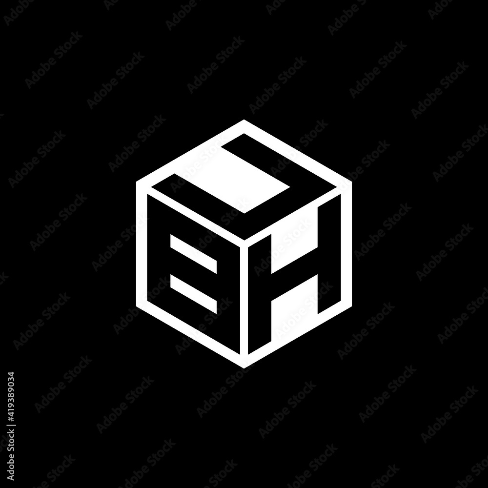 BHU letter logo design with black background in illustrator, cube logo ...