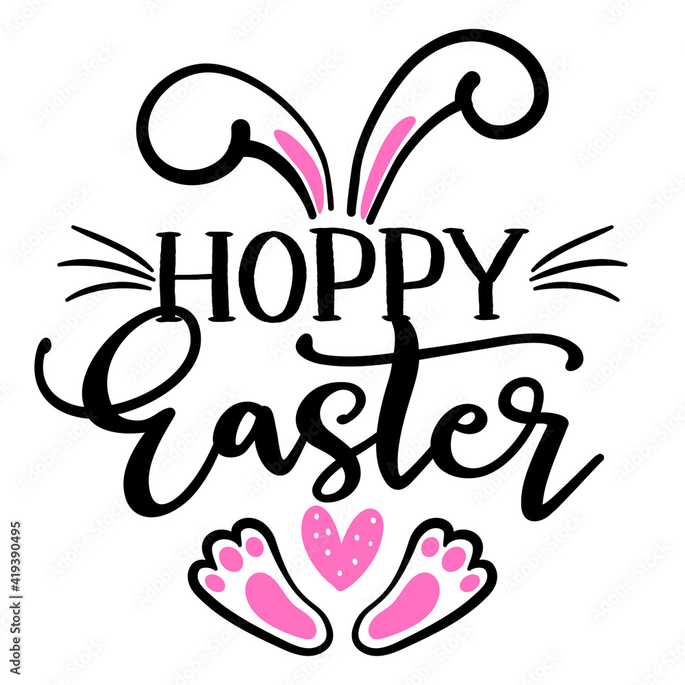 Hoppy Easter - hand drawn modern calligraphy design vector illustration ...