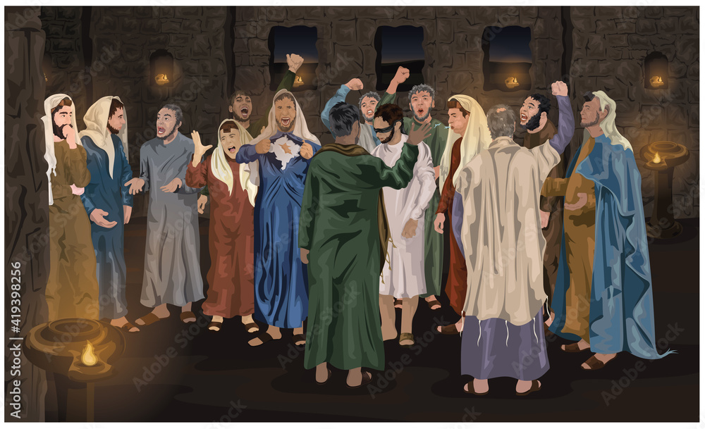 Jesus Trial Before The Sanhedrin Stock Vector | Adobe Stock