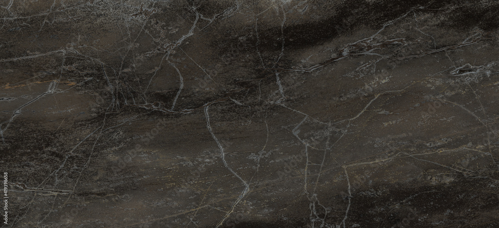 Rustic black-grey marble with golden veins, Natural marble rough figure ...