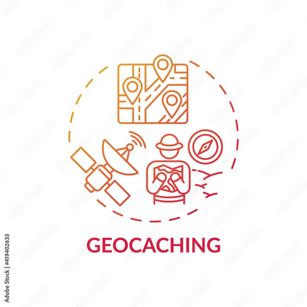 Geocaching concept icon. Outdoor family activities. Outdoor ...