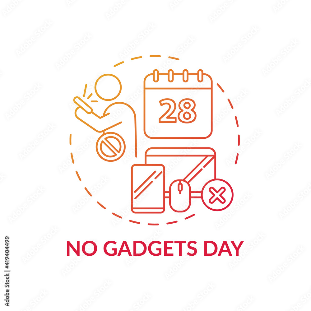 No gadgets day concept icon. Family fun ideas. Not using smartphones or ...