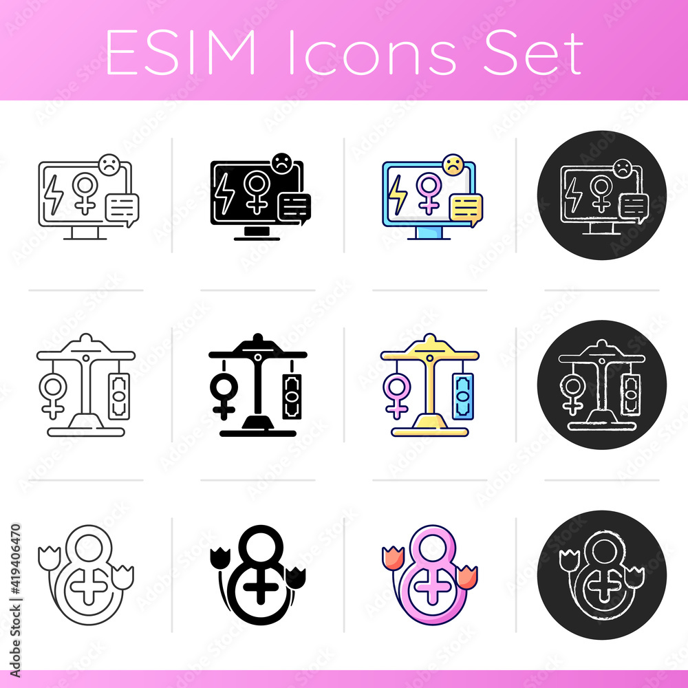 Feminism icons set. Division of domestic labour. Equal education ... Feminism icons set. Division of domestic labour. Equal education ...