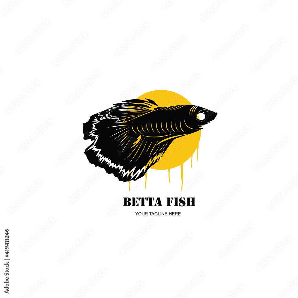 hickey fish logo design vector silhouette Stock Vector | Adobe Stock