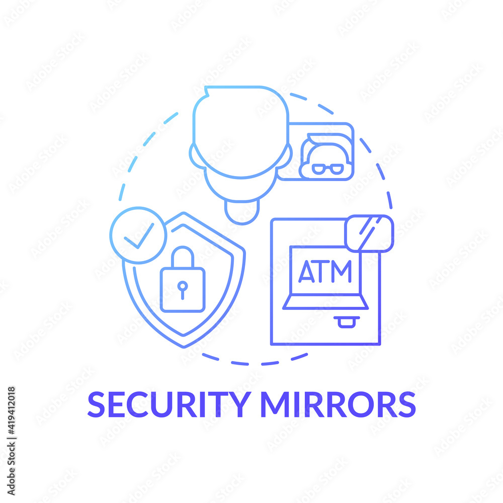 Security mirrors concept icon. Avoiding theft and scammers idea thin ...