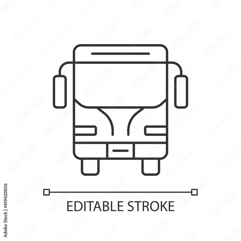 Charters linear icon. Traveling by bus. Using bus for trip. Intercity ...