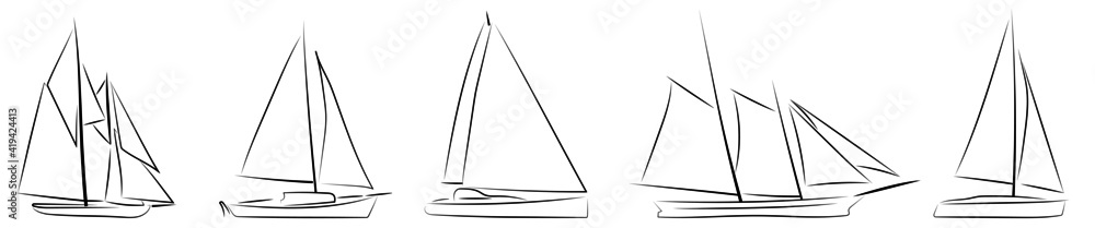 Segelboote Konturen Zeichnungen Vektor Grafik Lineart Stock Vector ...
