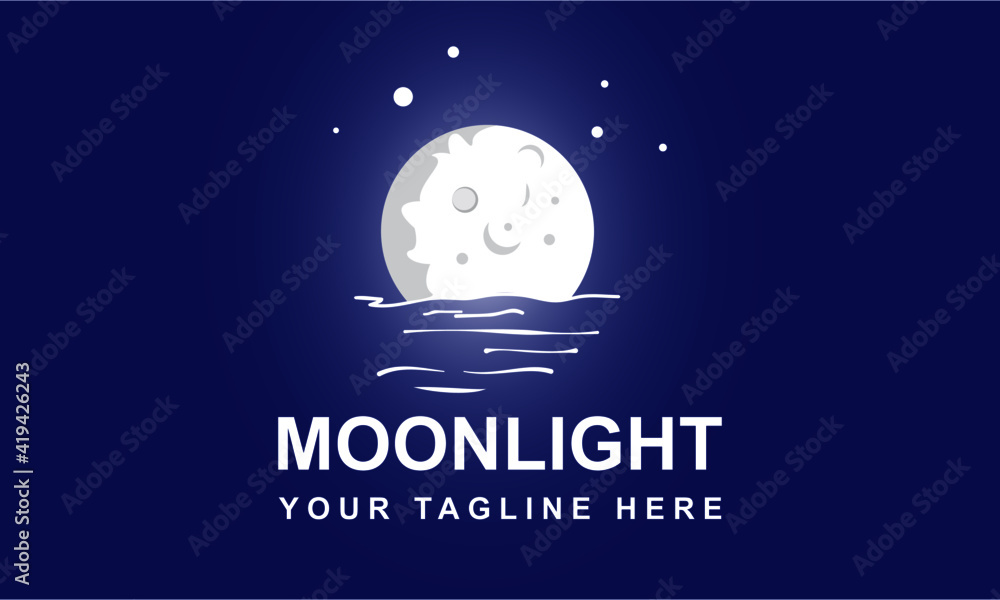 Moonlight Logo Design Template-Moonlight Logo Vector Night Background ...
