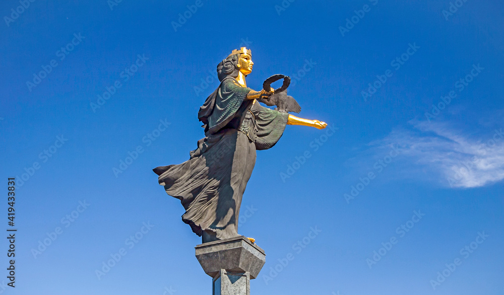 The famous copper and bronze statue of St Sofia (Sveta Sofia), goddess ...