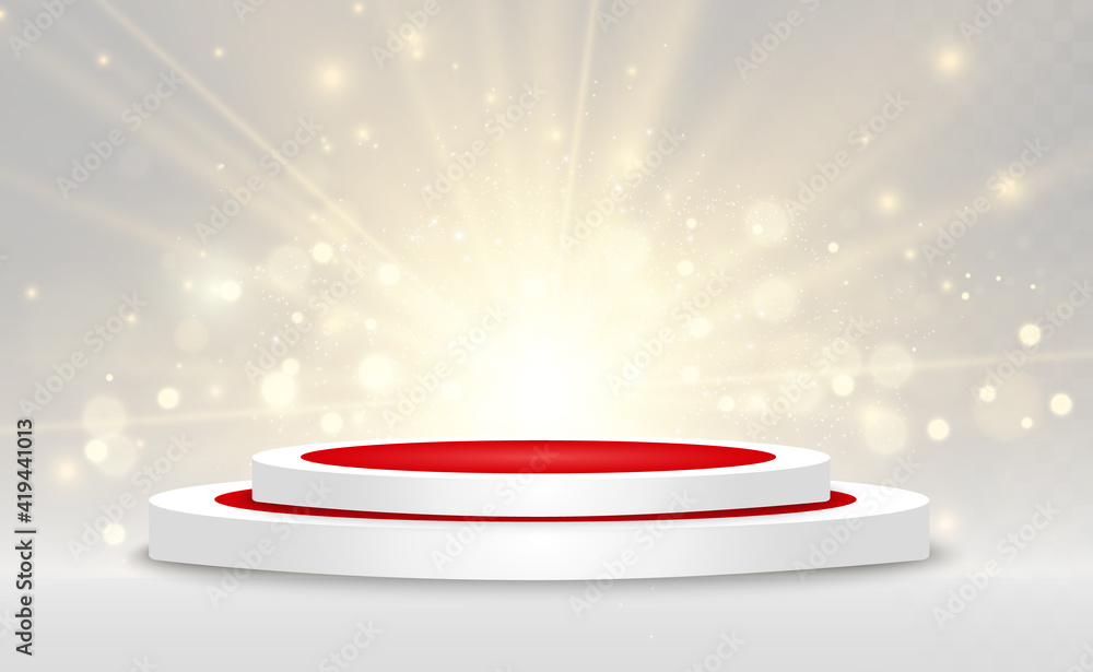 Winner background with signs of first, second and third place on a ...