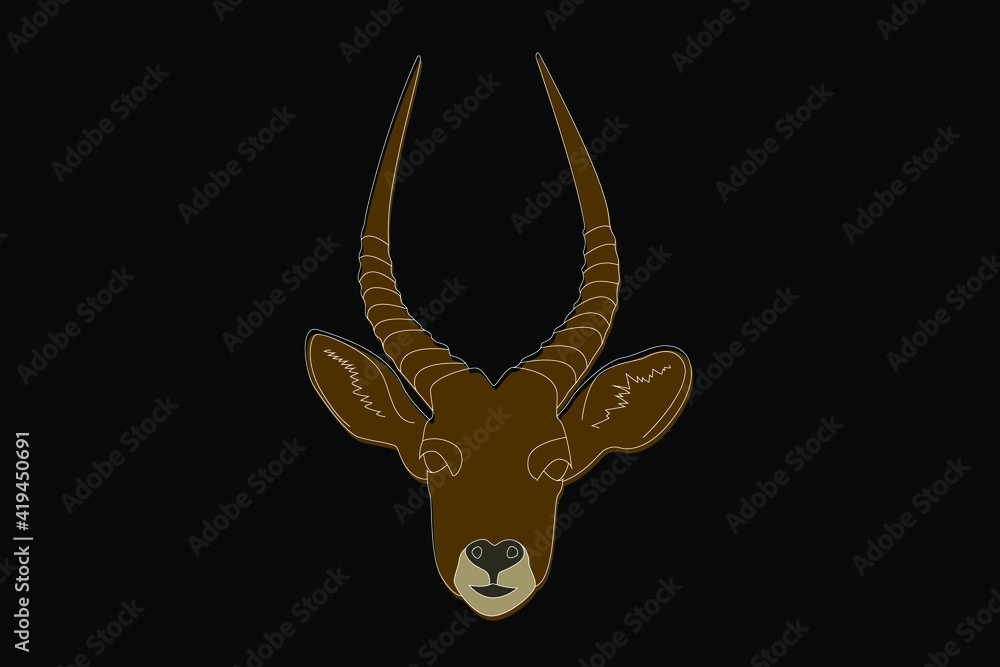 Antelope drawing. Antelope head full face. Simple linear drawing of an ...