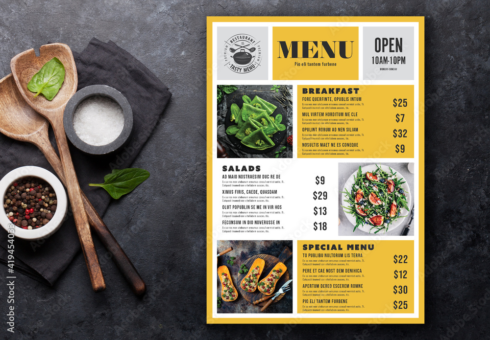 Food Menu Stock Template | Adobe Stock