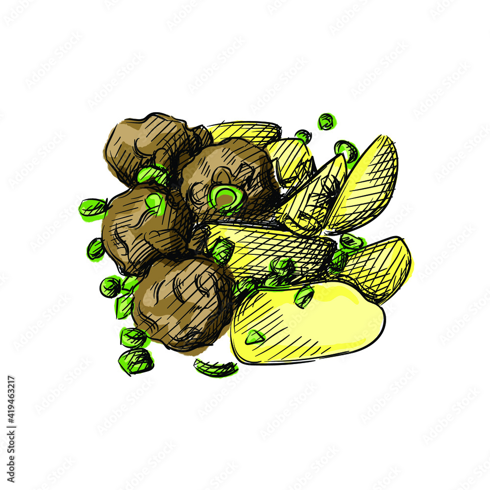 Colorful watercolor Hand drawn sketch of German Himmel und Ad (Heaven ...