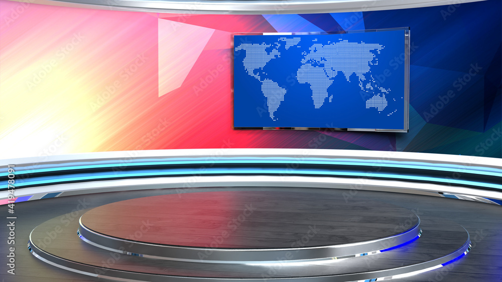 News Studio, Backdrop For TV Shows .TV On Wall.3D Virtual News Studio ...